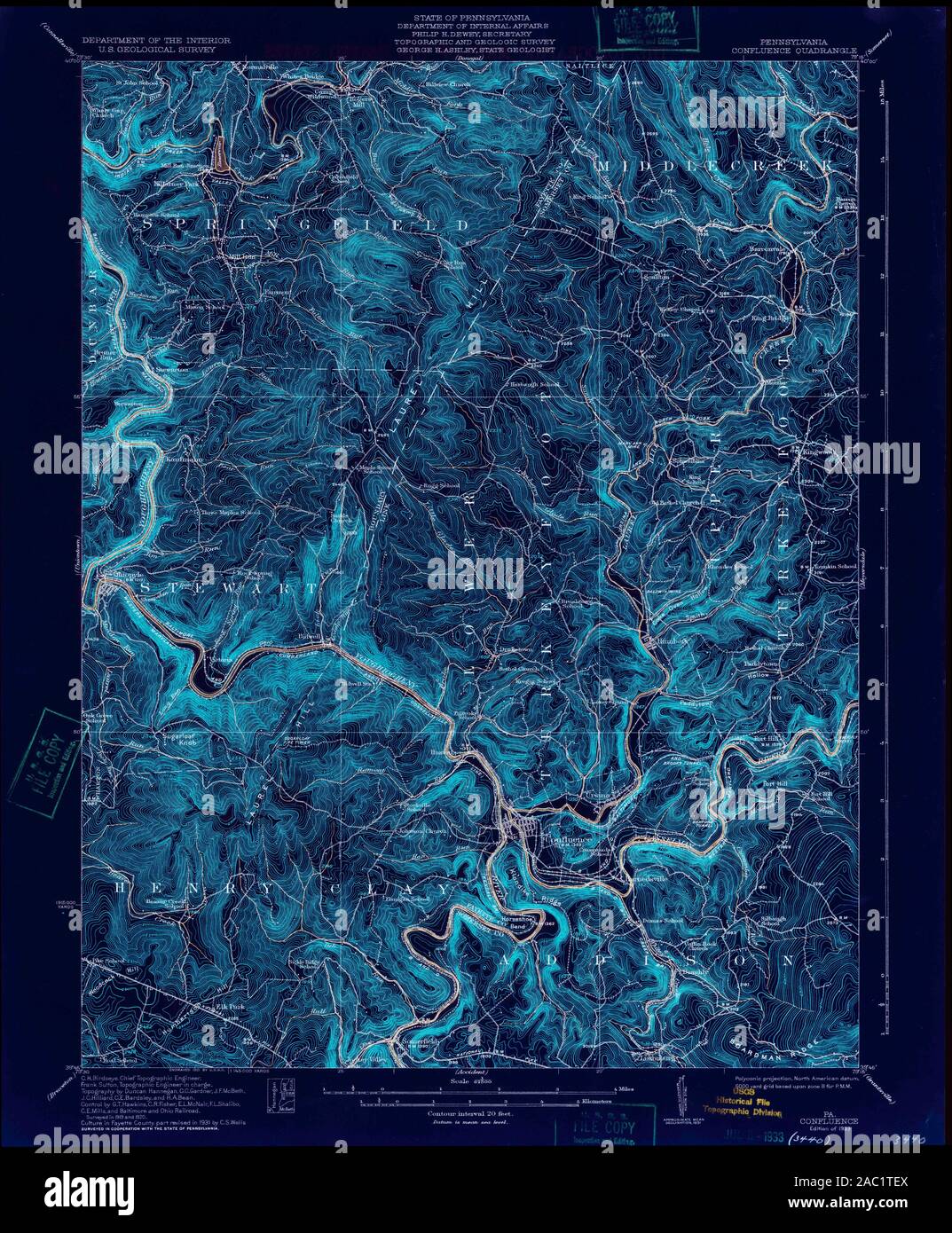 Confluence pennsylvania map hi-res stock photography and images - Alamy