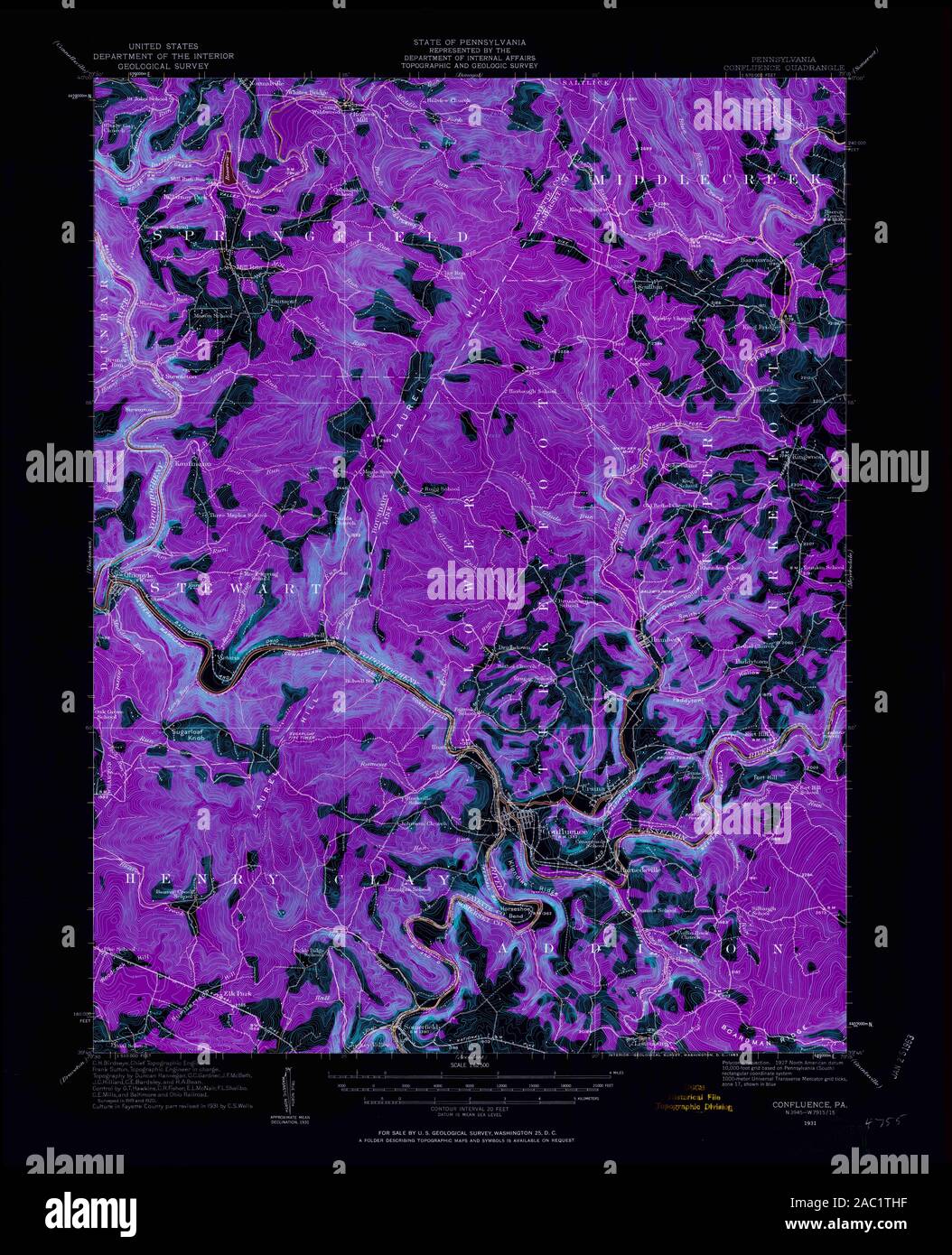 Confluence pennsylvania map hi-res stock photography and images - Alamy