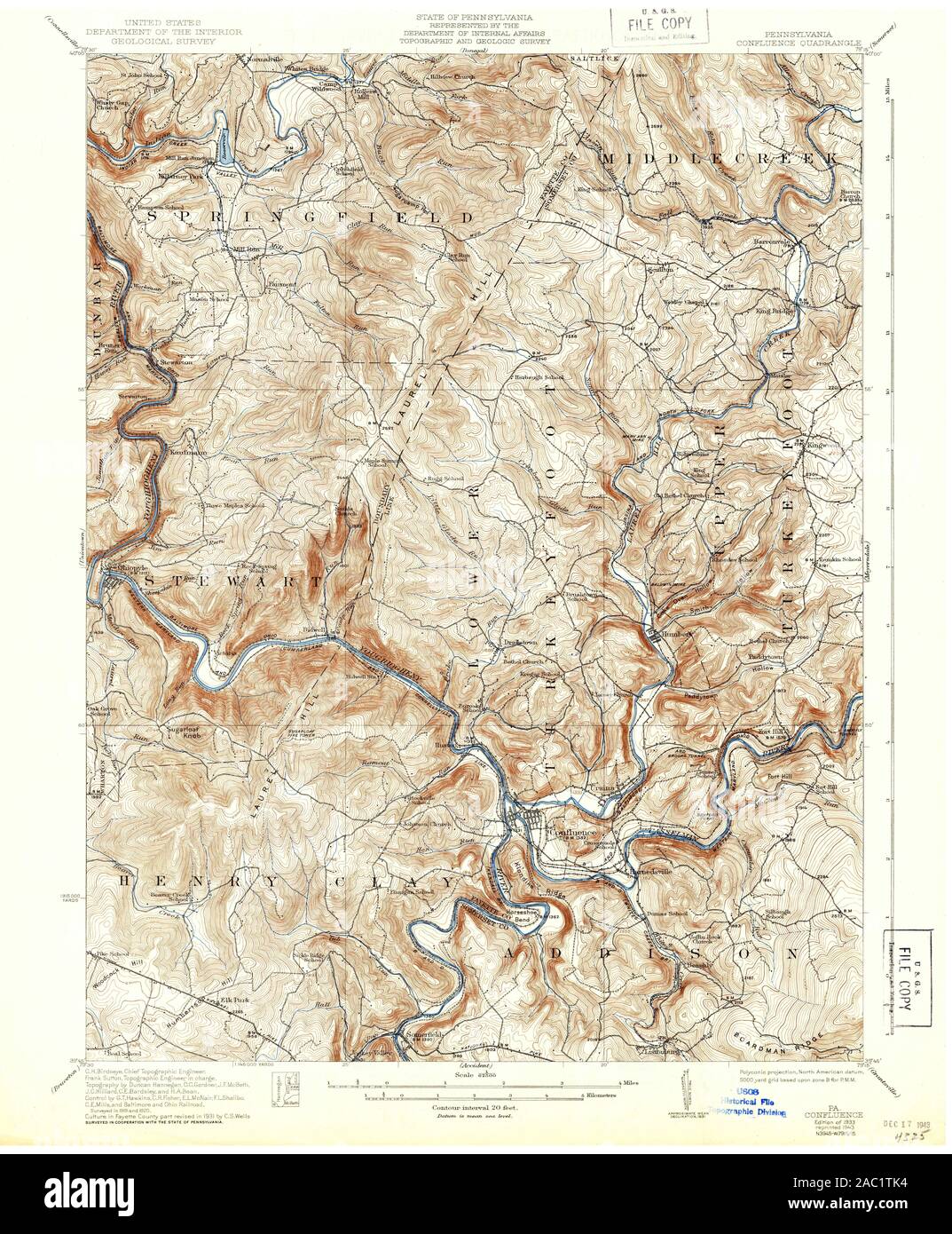 Confluence pennsylvania map hi-res stock photography and images - Alamy