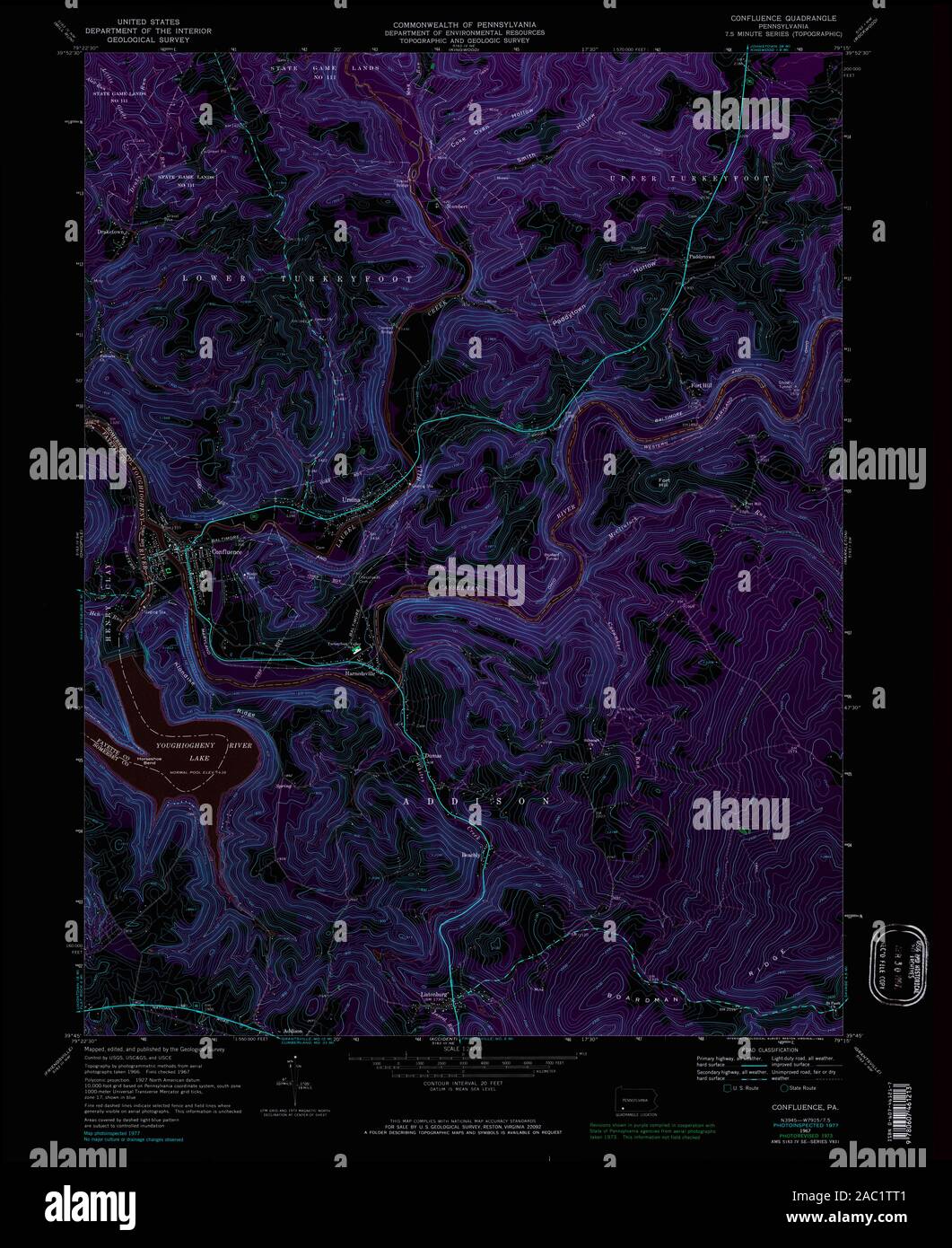 Confluence pennsylvania map hi-res stock photography and images - Alamy