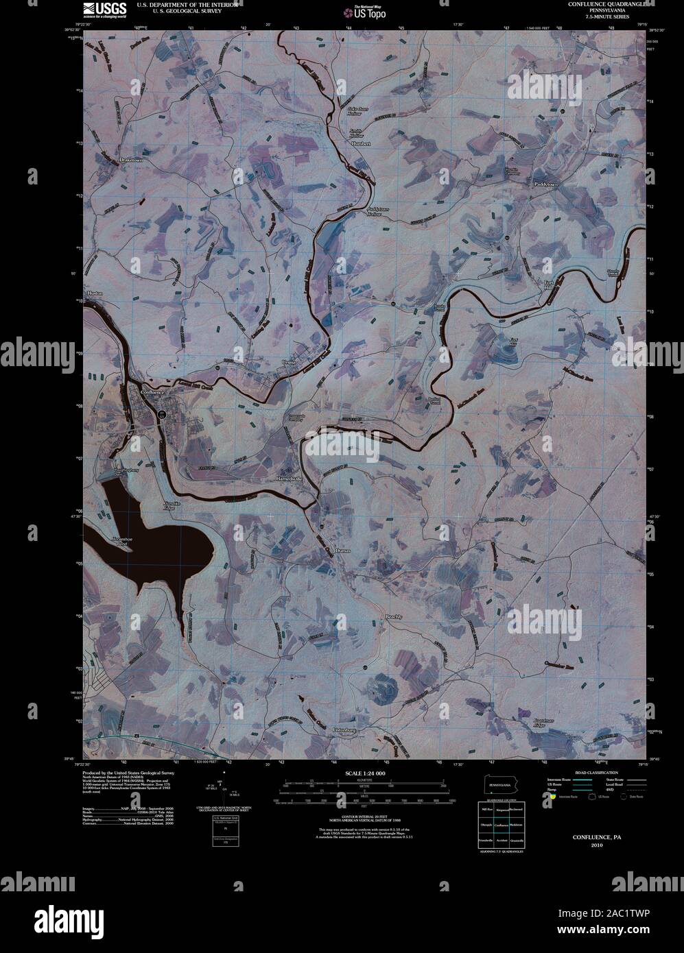 Confluence pennsylvania map hi-res stock photography and images - Alamy