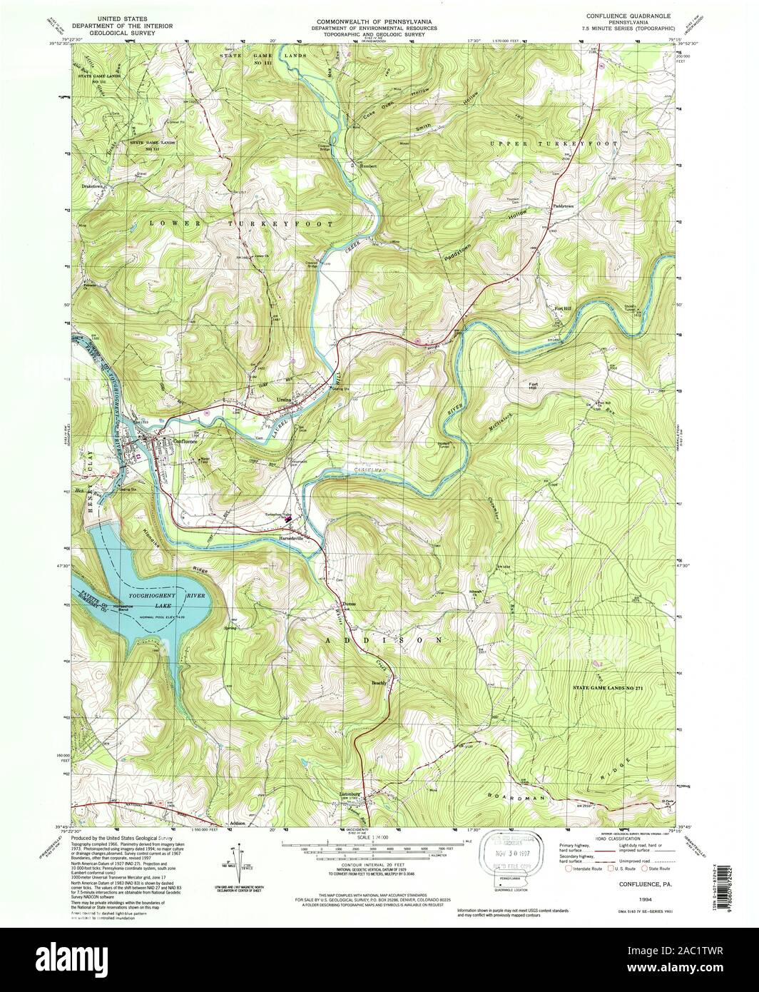 Confluence pennsylvania map hi-res stock photography and images - Alamy