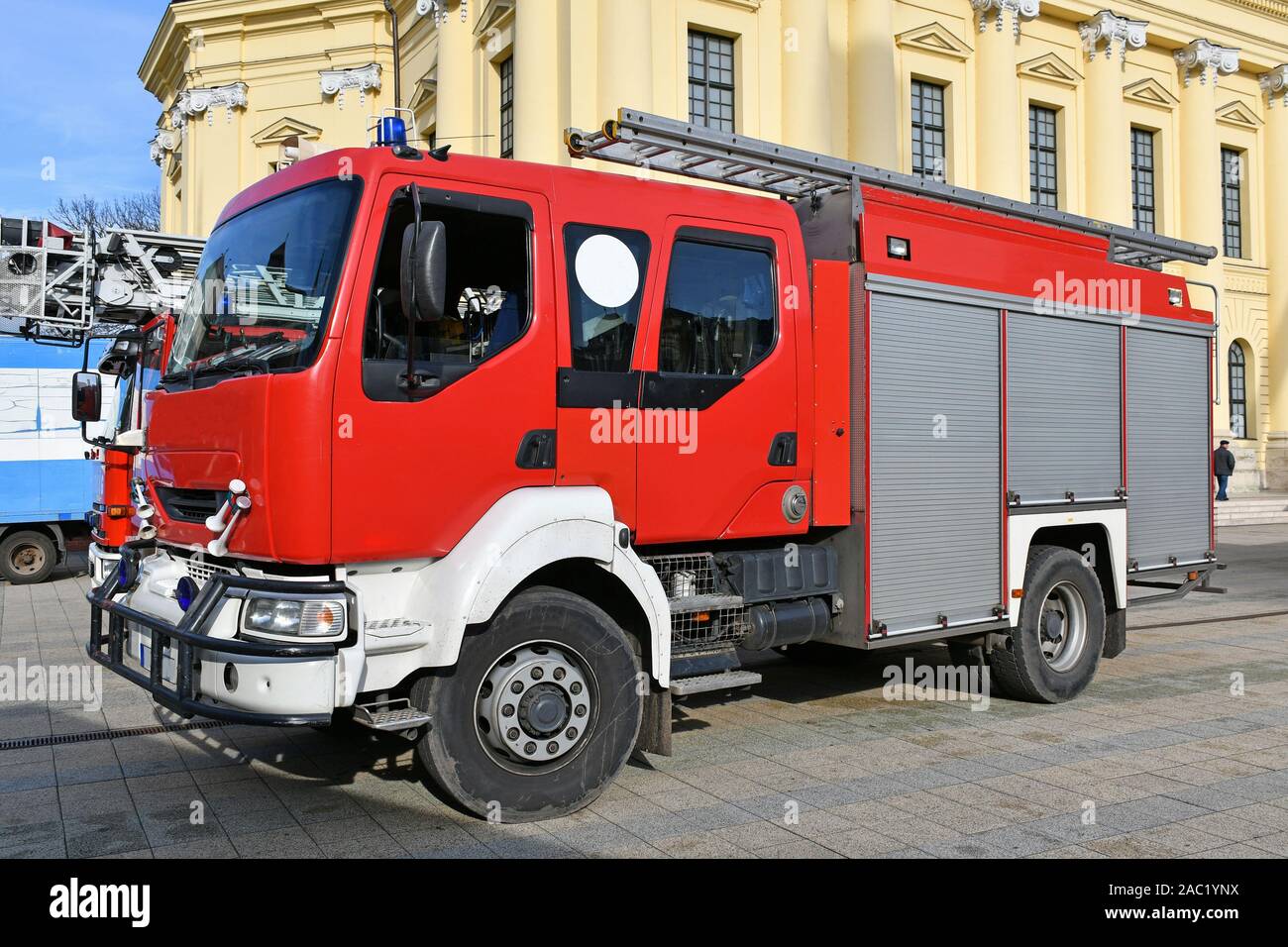 Fire truck on the city street Stock Photo - Alamy