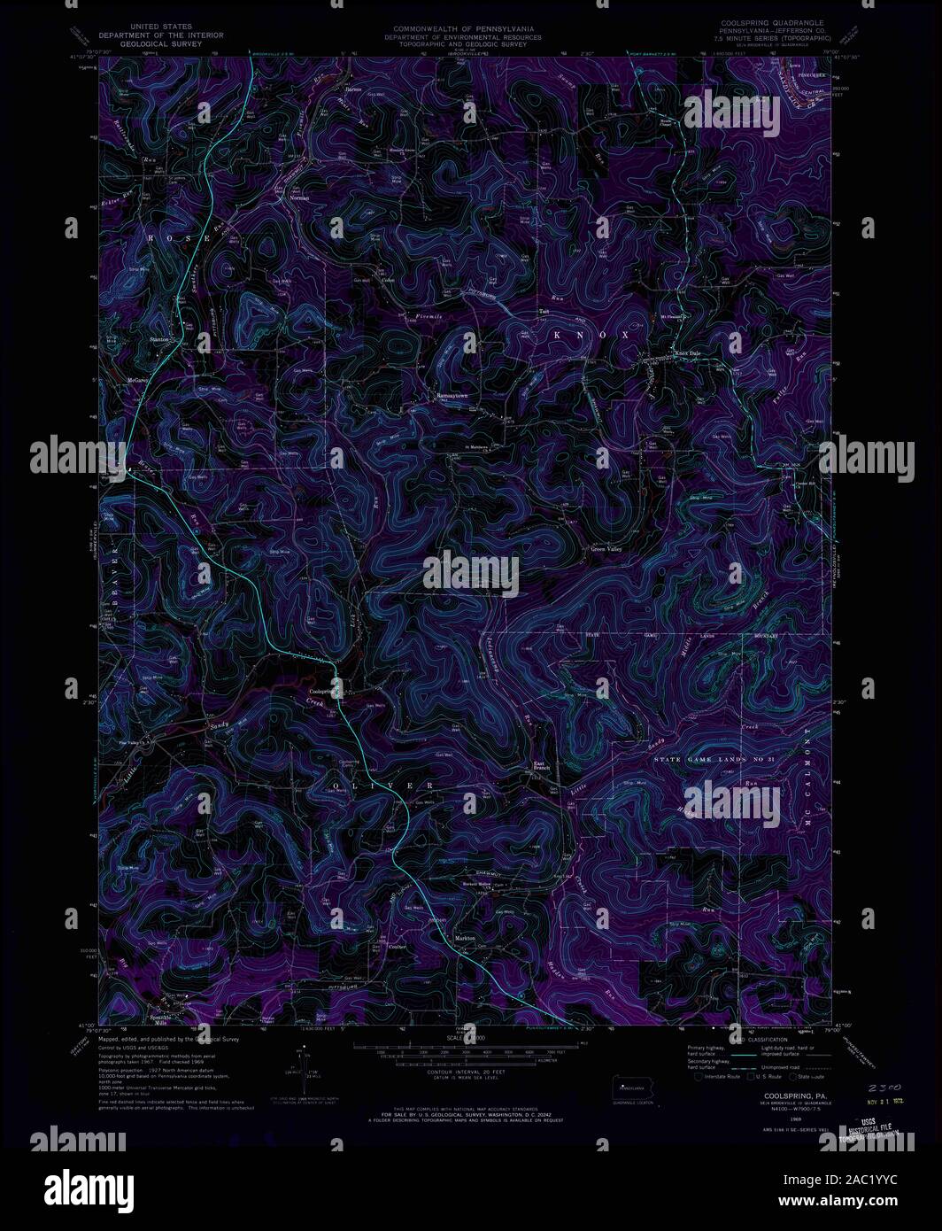 USGS TOPO Map Pennsylvania PA Coolspring 172469 1969 24000 Inverted ...