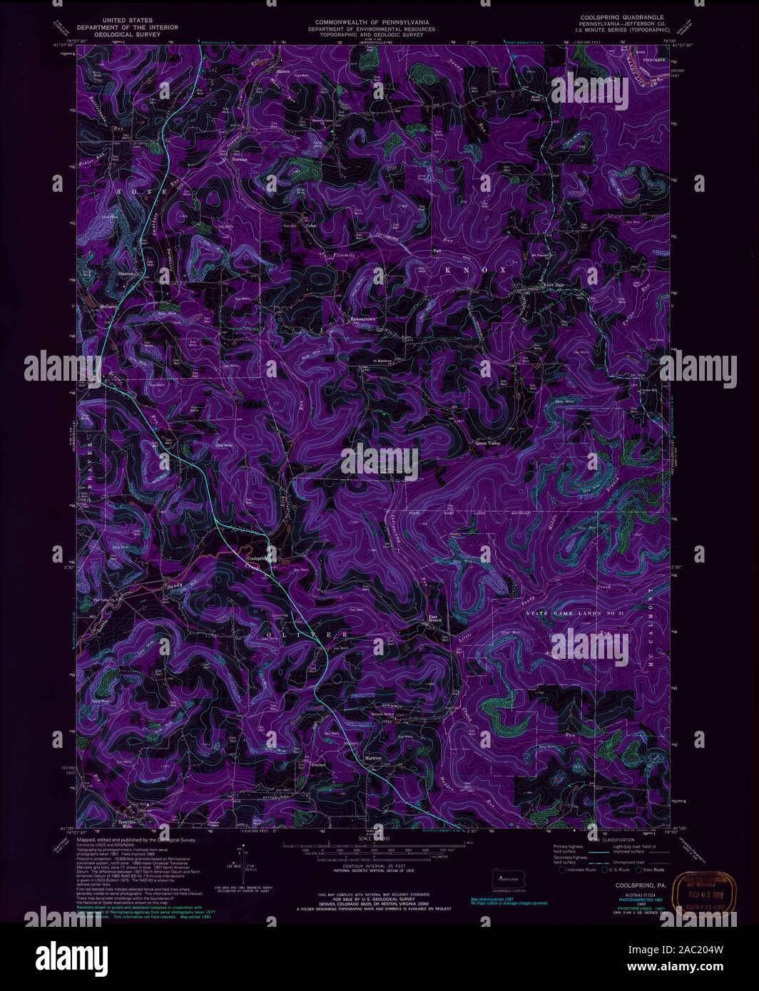 USGS TOPO Map Pennsylvania PA Coolspring 223258 1969 24000 Inverted ...