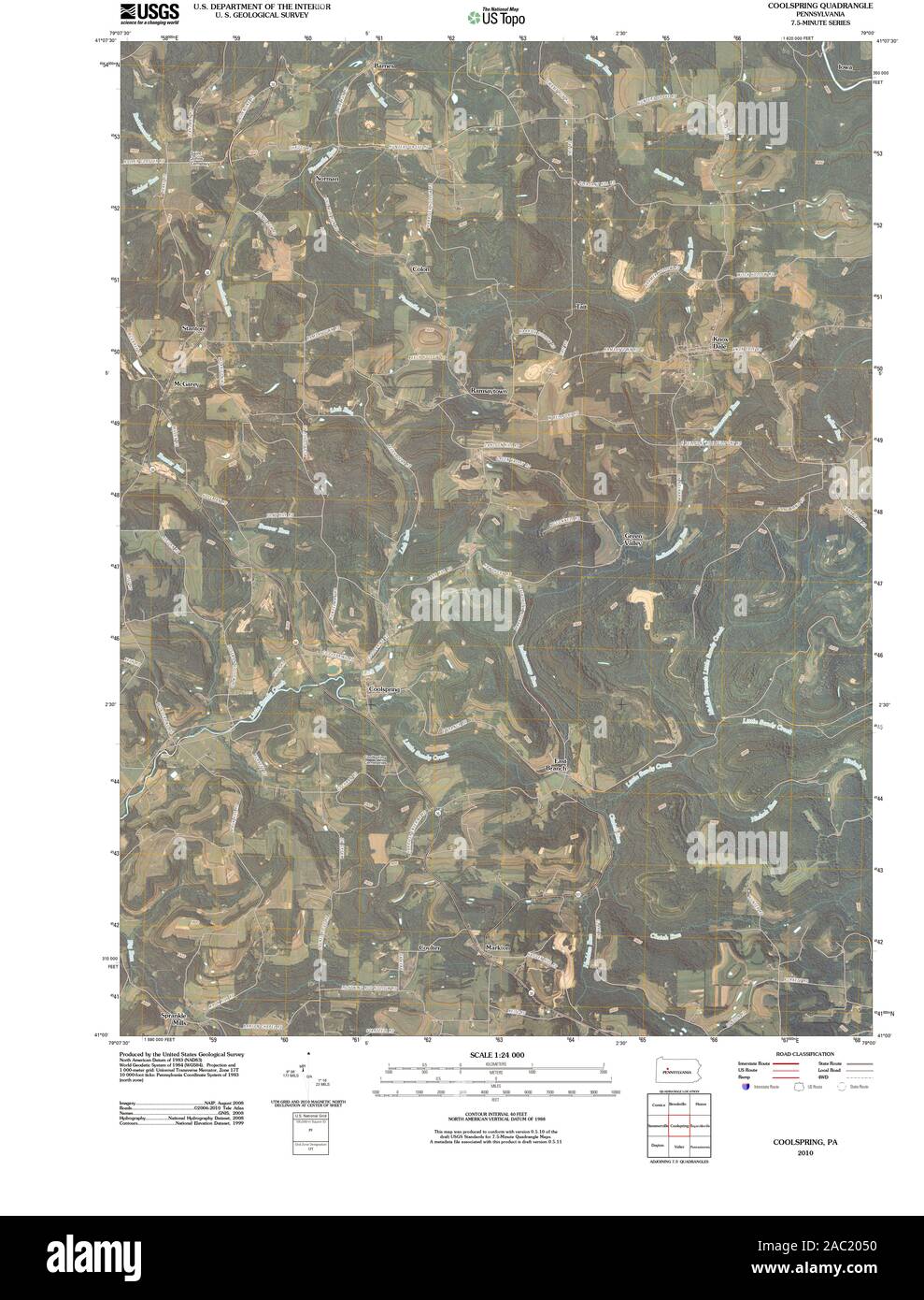 USGS TOPO Map Pennsylvania PA Coolspring 20100630 TM Restoration Stock ...