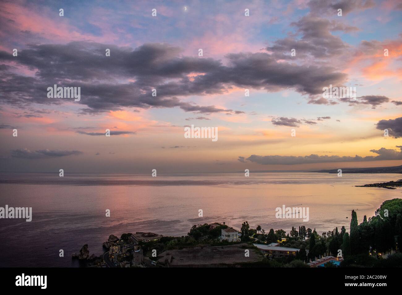 Sunset in Sicily, Italy Stock Photo - Alamy