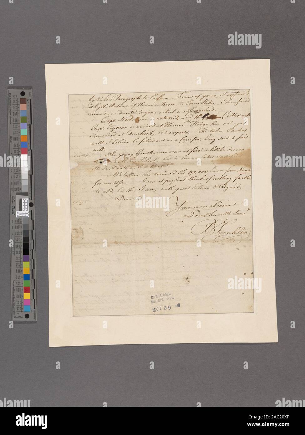 Franklin, Benjamin Paris To Arthur Lee Franklin, Benjamin. Paris. To ...