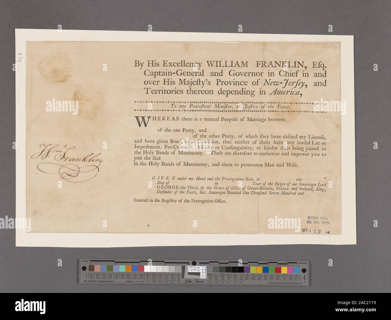 Franklin, William Blank marriage certificate Franklin, William. Blank marriage certificate Stock ...