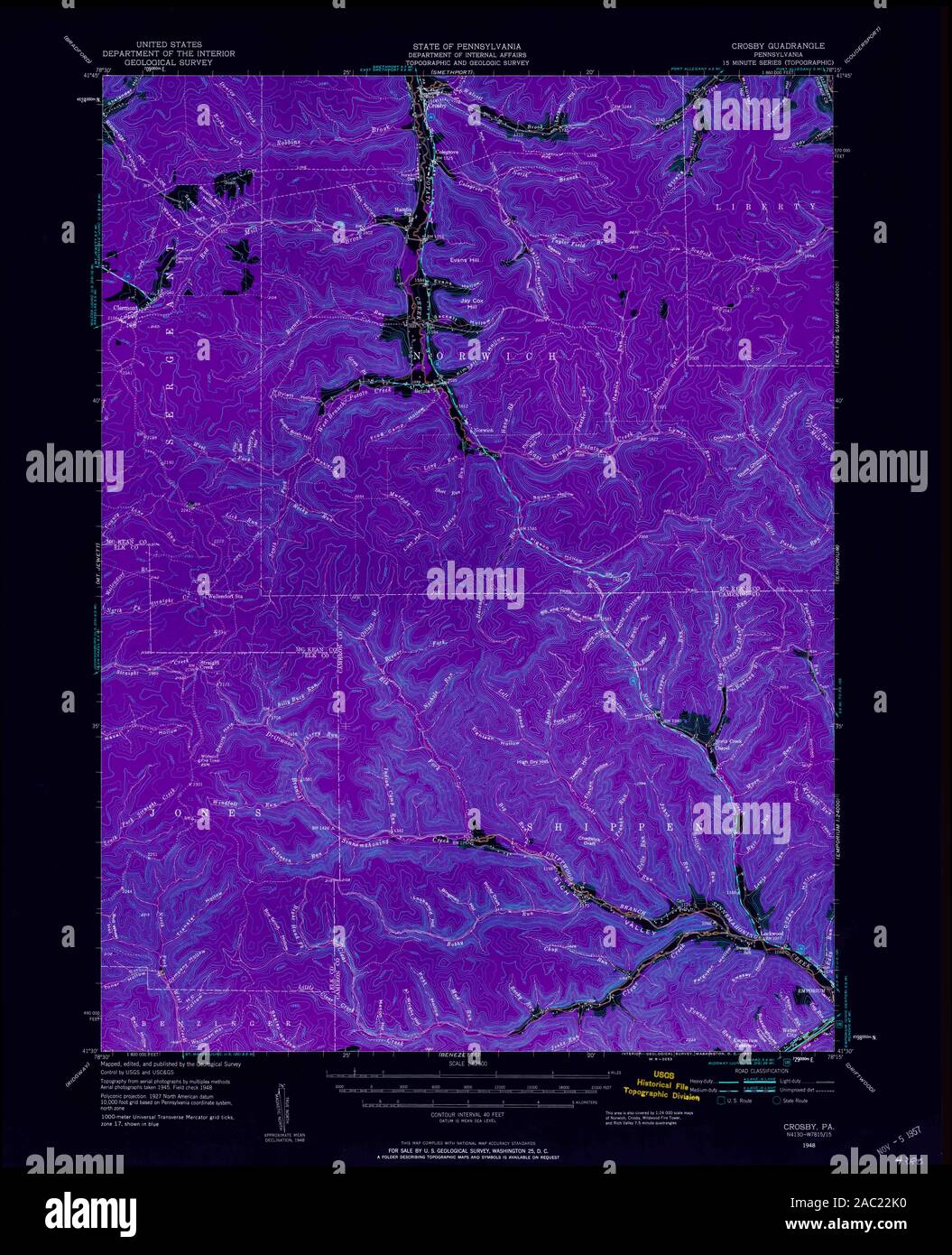 Crosby pennsylvania map hi-res stock photography and images - Alamy