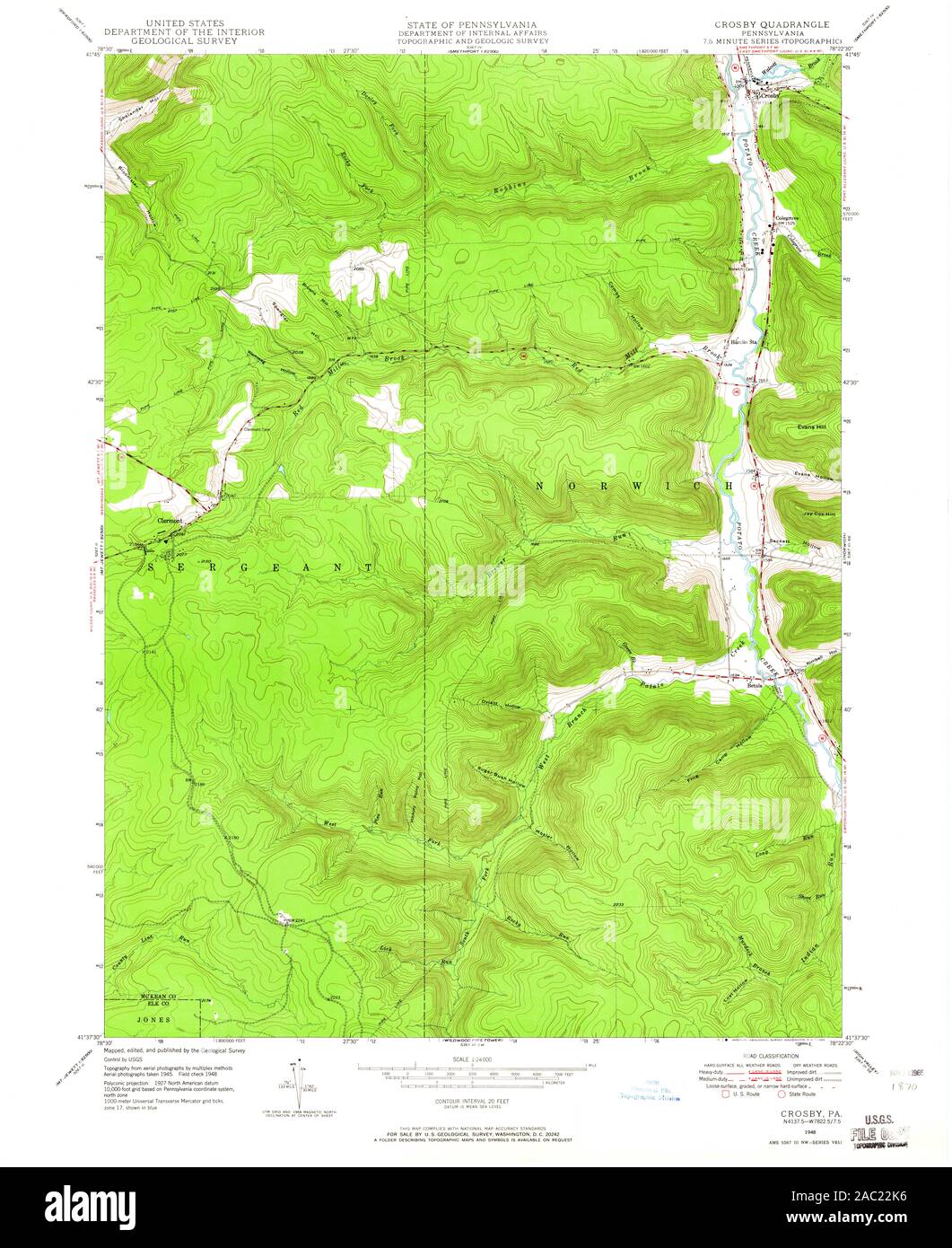 Crosby pennsylvania map hi-res stock photography and images - Alamy