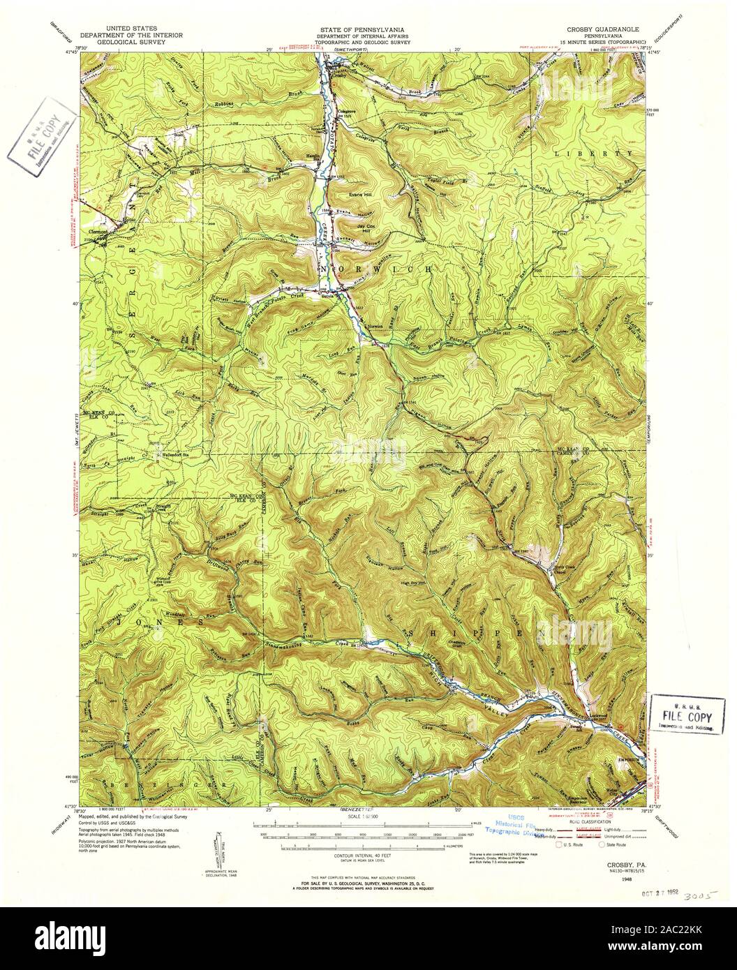 Crosby pennsylvania map hi-res stock photography and images - Alamy