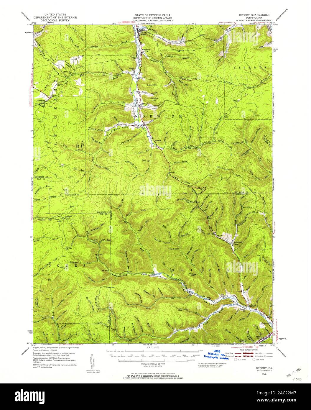 Crosby pennsylvania map hi-res stock photography and images - Alamy