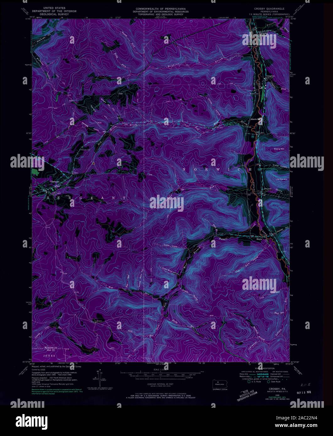 Crosby pennsylvania map hi-res stock photography and images - Alamy