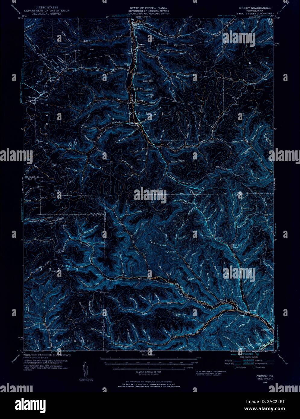 Crosby pennsylvania map hi-res stock photography and images - Alamy