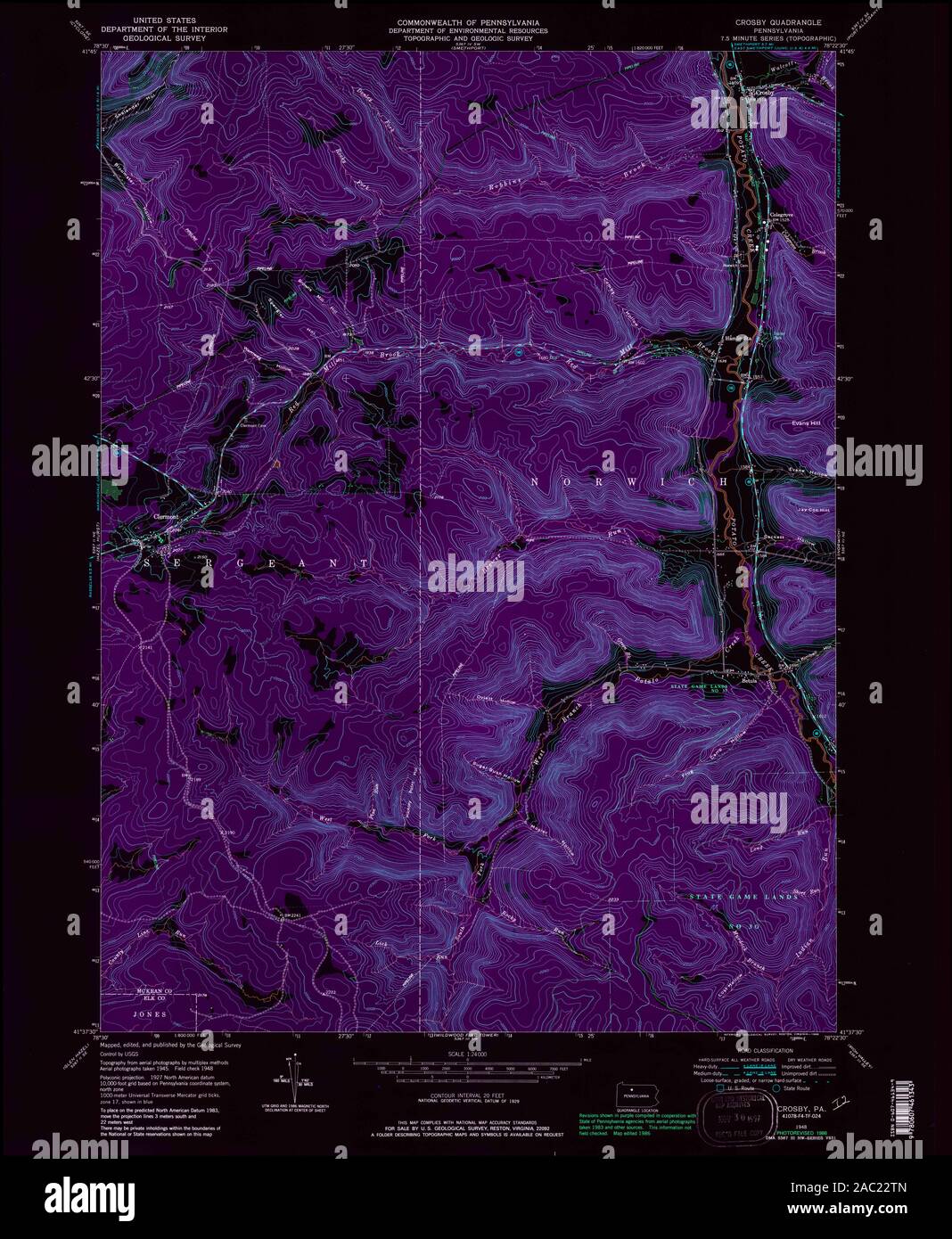 Crosby pennsylvania map hi-res stock photography and images - Alamy