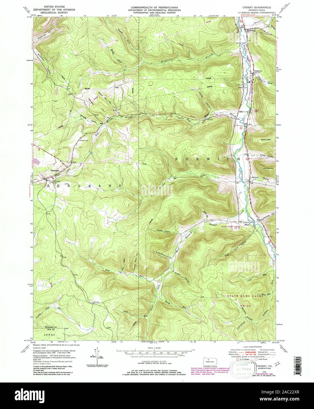 Crosby pennsylvania map hi-res stock photography and images - Alamy