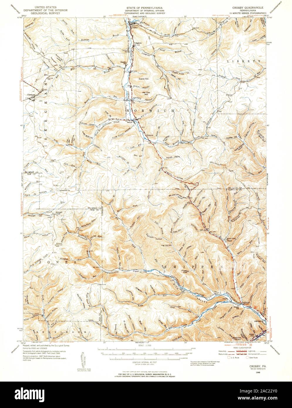 Crosby pennsylvania map hi-res stock photography and images - Alamy