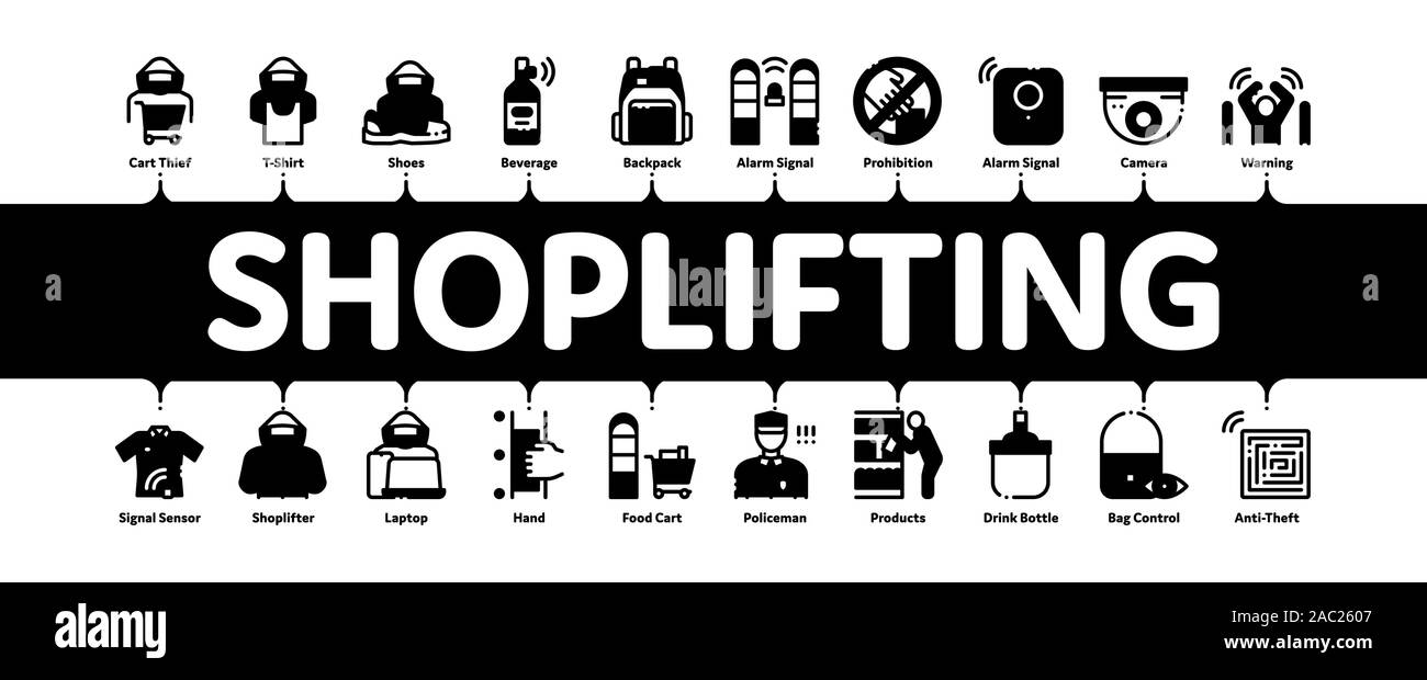 Shoplifting Minimal Infographic Banner Vector Stock Vector Image & Art ...