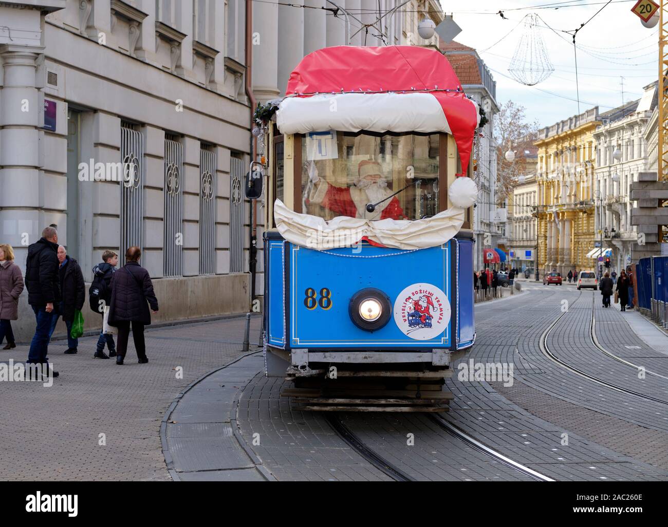 Zagreb, Croatia. 30th November 2019. The Merry Christmas Tram driven by ...
