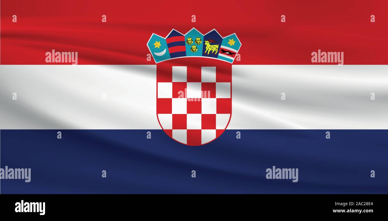 Waving Croatia flag, official colors and ratio correct. Croatia ...