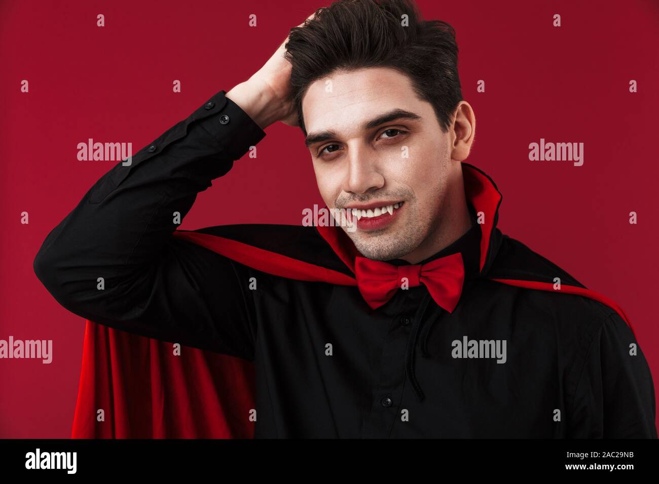 Happy vampire man blood fangs hi-res stock photography and images - Alamy