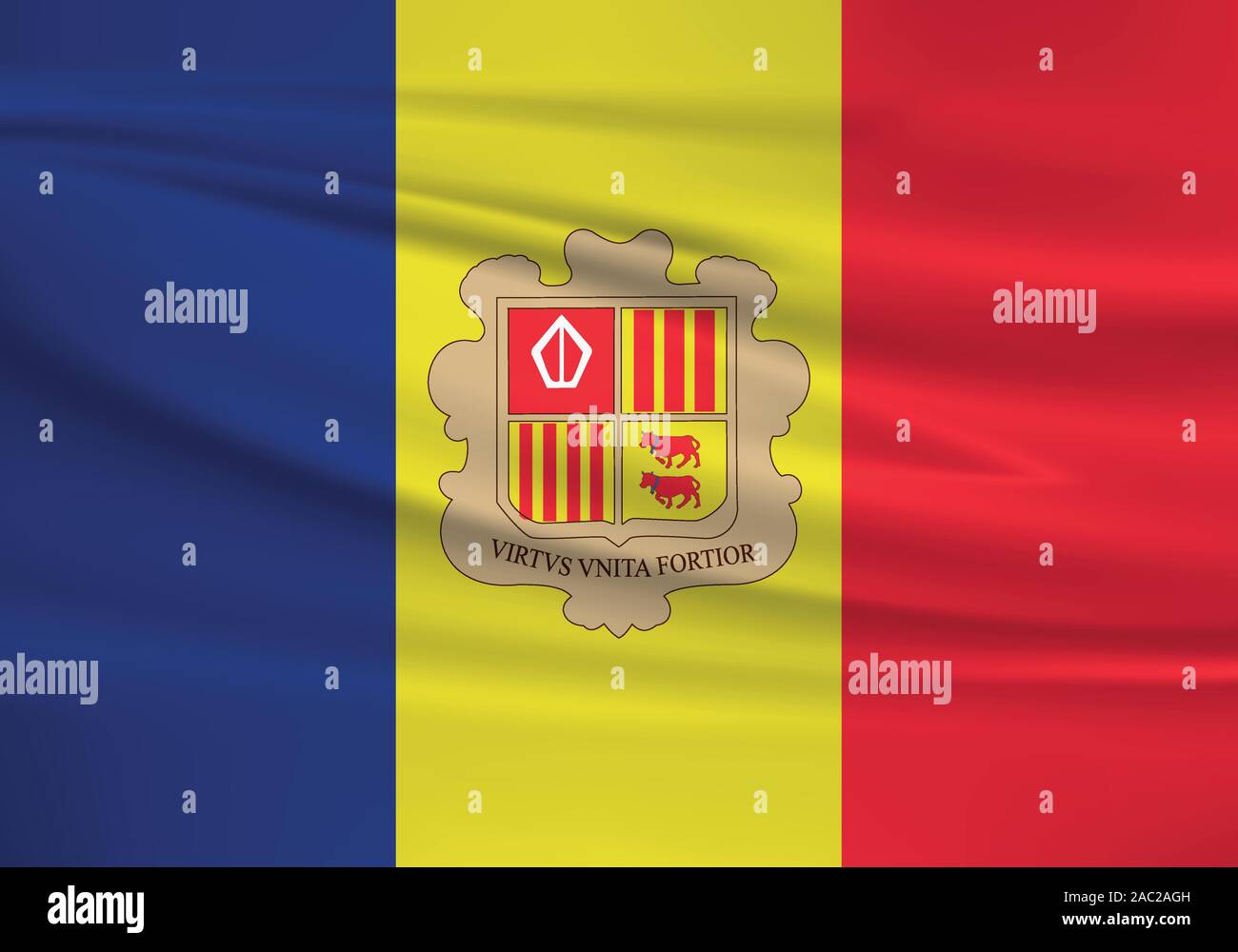 Waving Andorra flag, official colors and ratio correct. Andorra ...