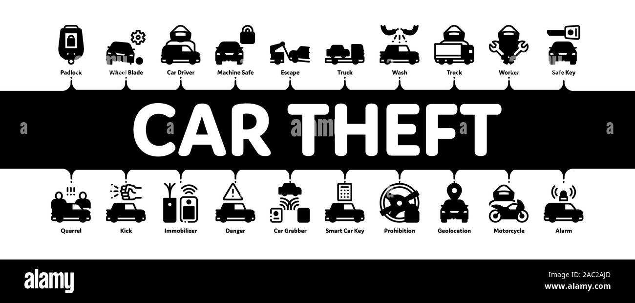 Car Theft Minimal Infographic Banner Vector Stock Vector Image & Art ...