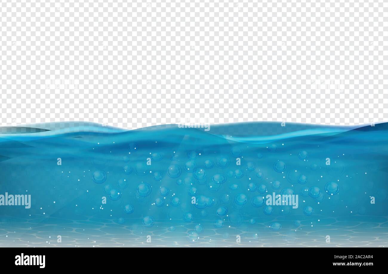 Realistic sea underwater scene with transparent wave. Ocean scene ...