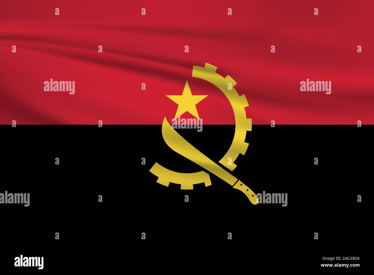 Waving Angola flag, official colors and ratio correct. Angola national ...