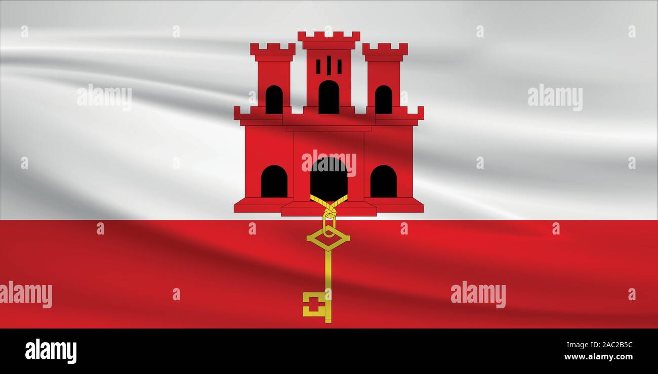 Waving Gilbratar flag, official colors and ratio correct. Gilbratar ...
