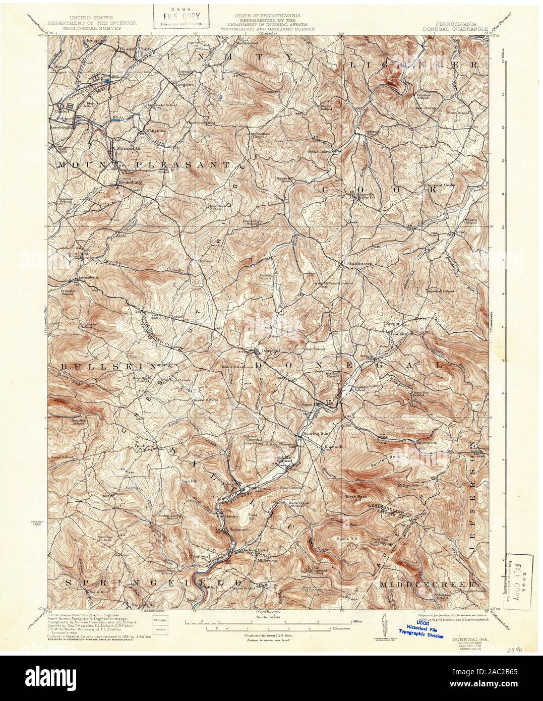 USGS TOPO Map Pennsylvania PA Donegal 170587 1935 62500 Restoration ...