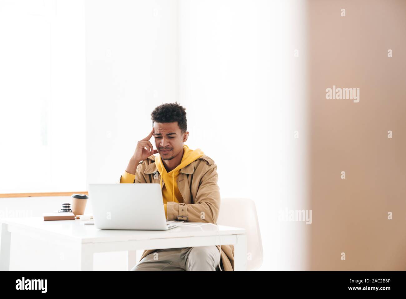 Retro african american using computer hi-res stock photography and ...