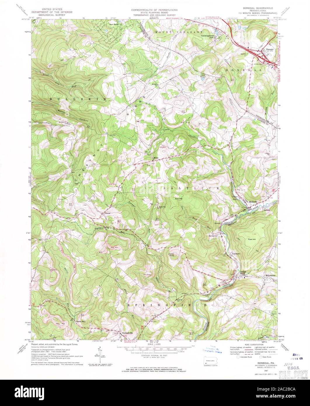 USGS TOPO Map Pennsylvania PA Donegal 170591 1967 24000 Restoration ...