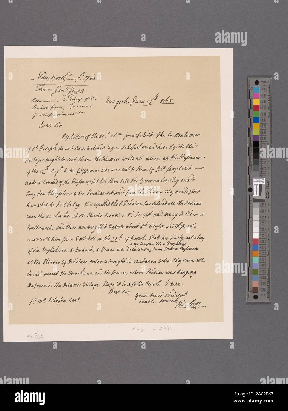 Gage, Thomas New York To Sir William Johnson Original: #248; Gage ...