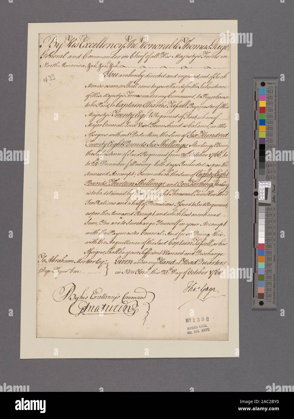 Gage, Thomas To Abraham Mortier Gage, Thomas. To Abraham Mortier Stock ...