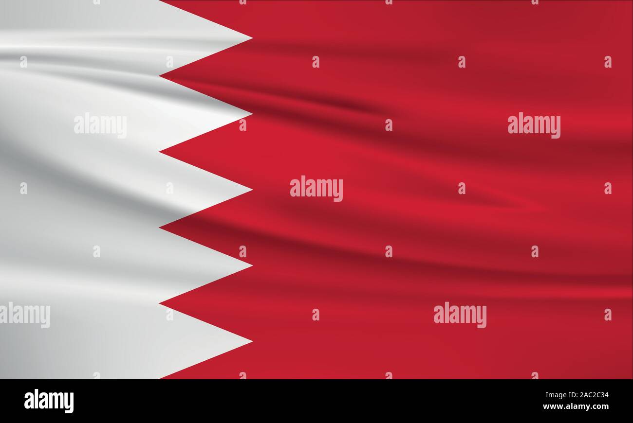 Waving Bahrain flag, official colors and ratio correct. Bahrain ...