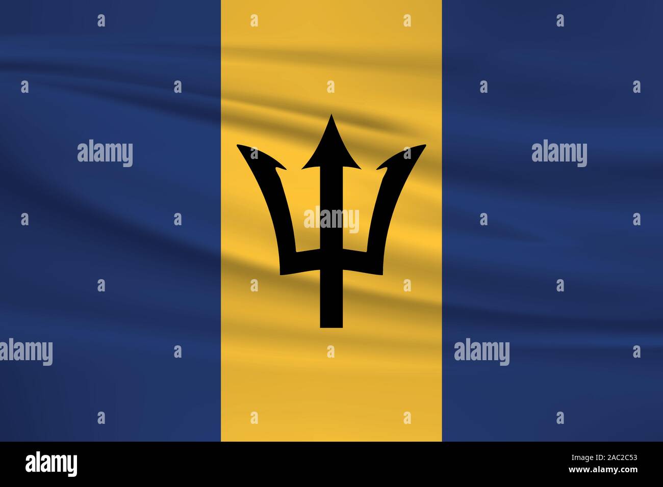 Waving Barbados flag, official colors and ratio correct. Barbados ...