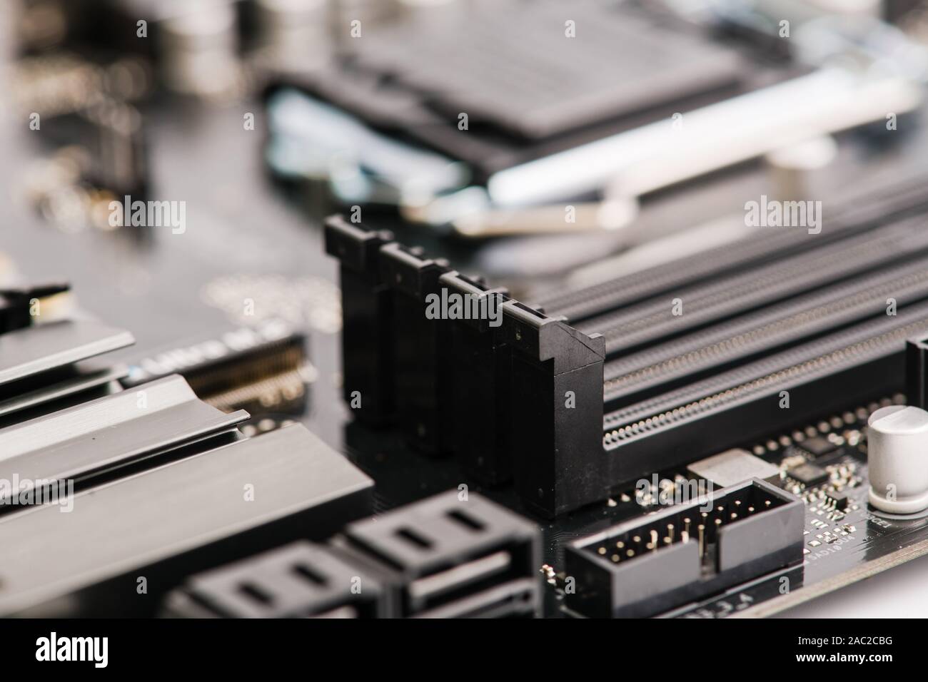 Black computer motherboard panel slot close up Stock Photo - Alamy