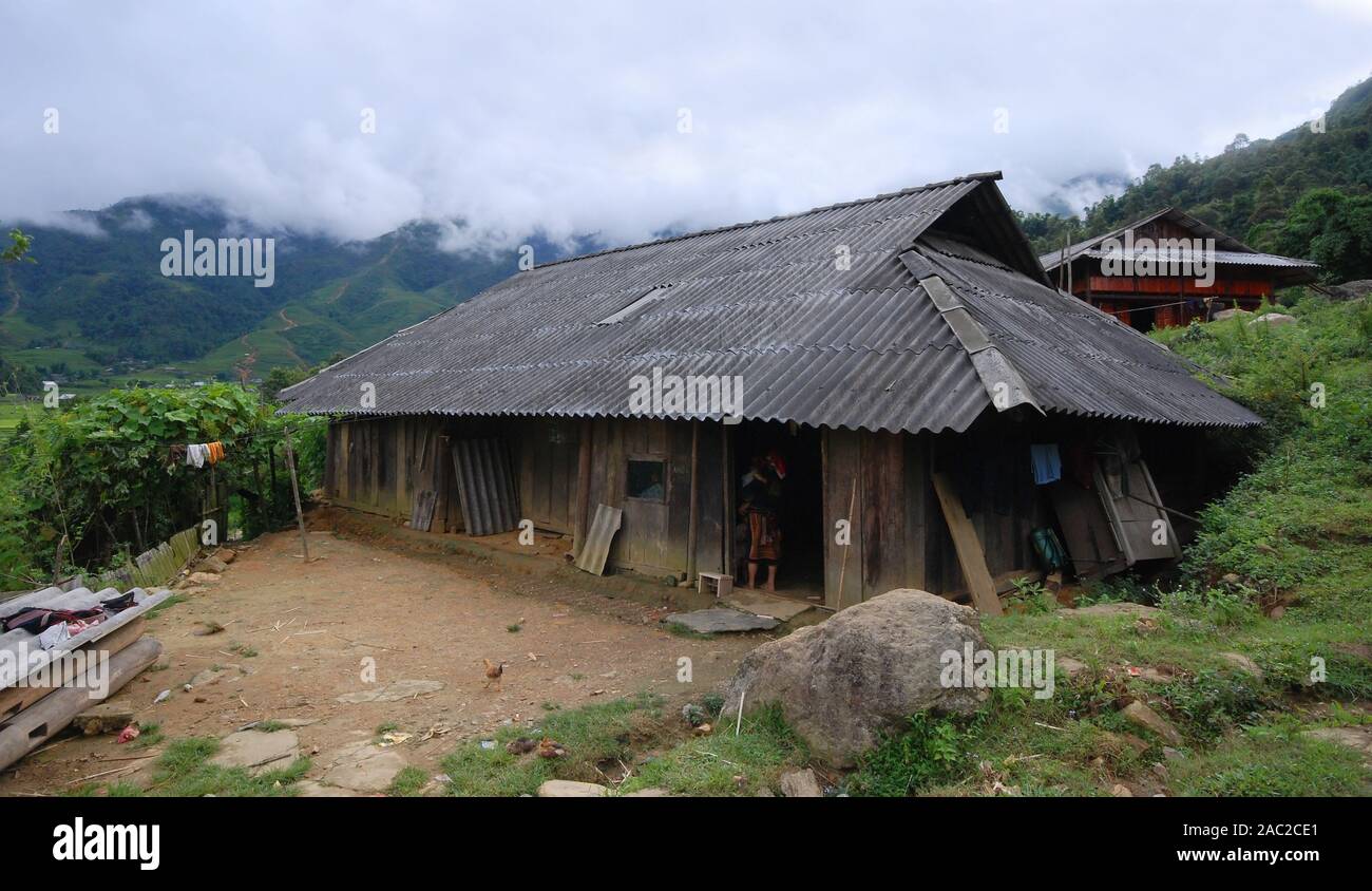 Wooden house in the countryside of Vietnam near Sapa area Stock Photo ...