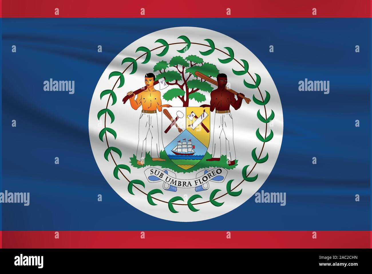 Waving Belize flag, official colors and ratio correct. Belize national ...