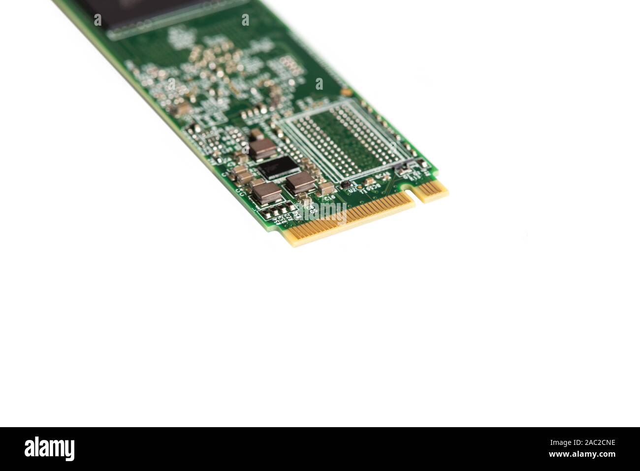 Ssd pc disk at white isolated background, details micro chip set ...