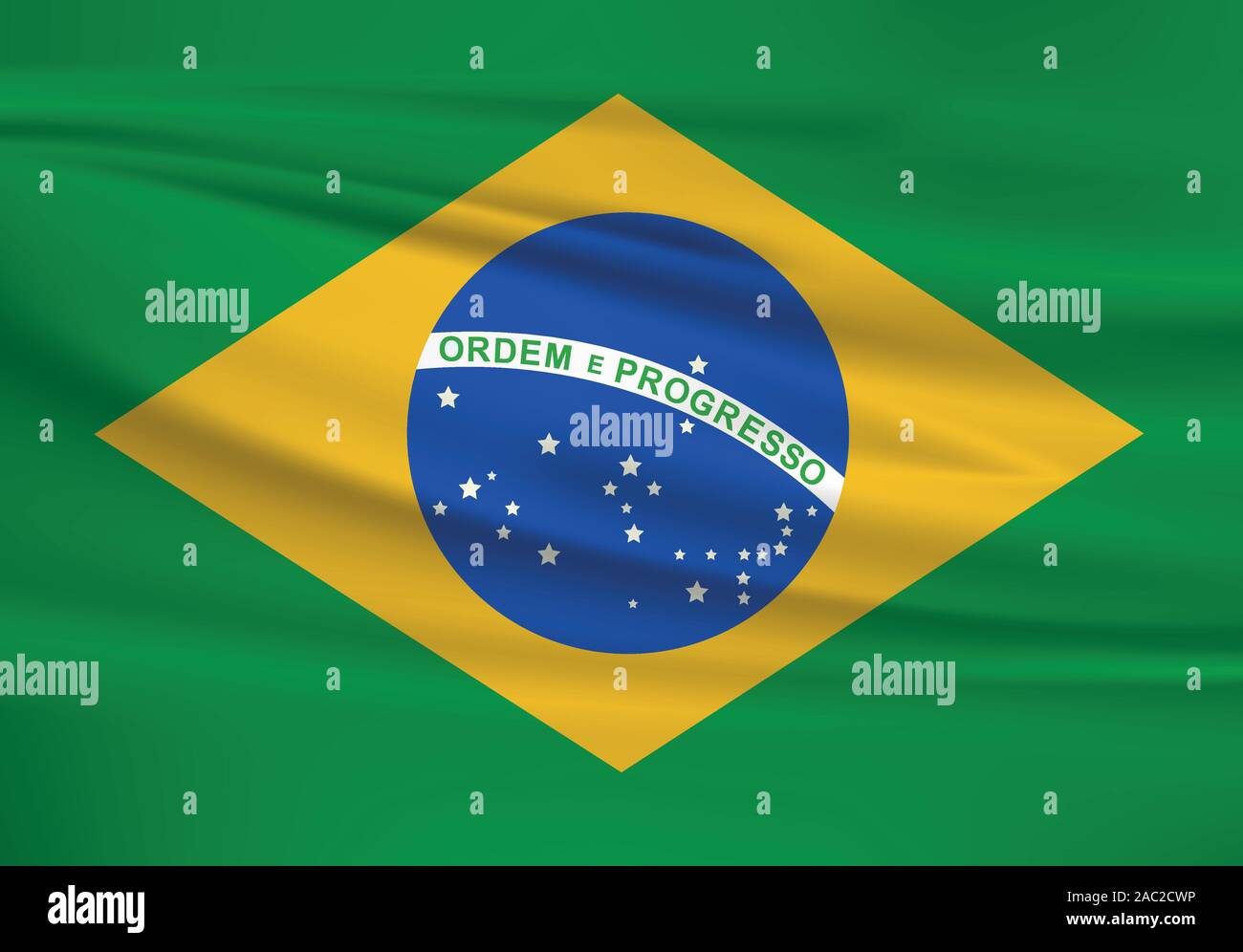 Waving Brazil Flag Official Colors And Ratio Correct Brazil National