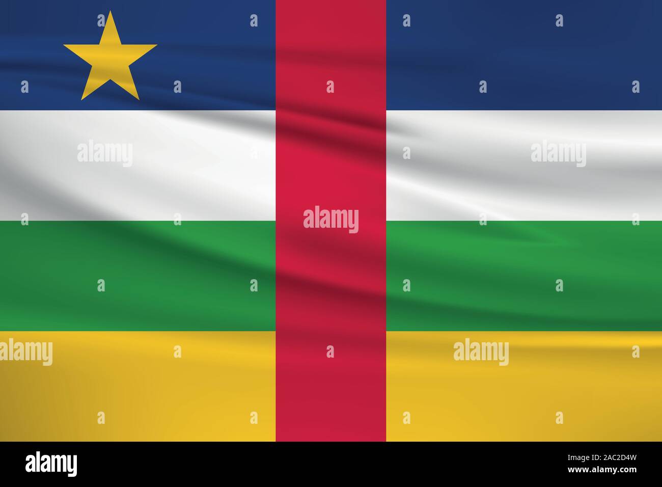 Waving Central African Republic Flag Official Colors And Ratio Correct