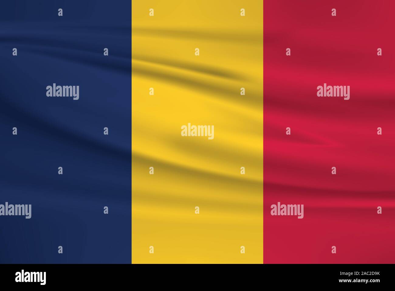 Waving Chad flag, official colors and ratio correct. Chad national flag ...