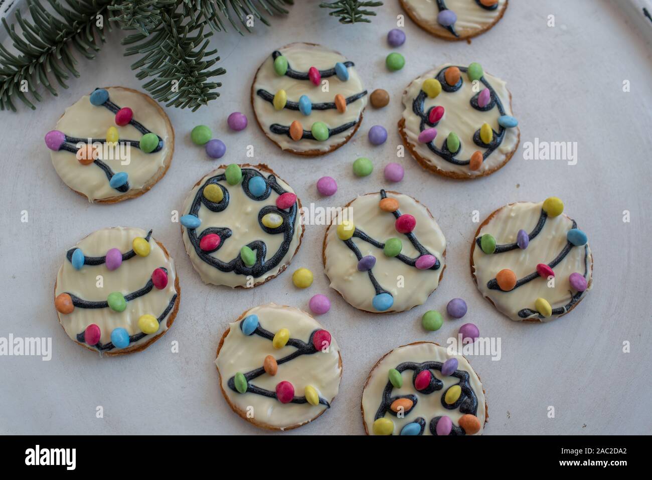 Christmas Lights Cookies Stock Photo - Alamy