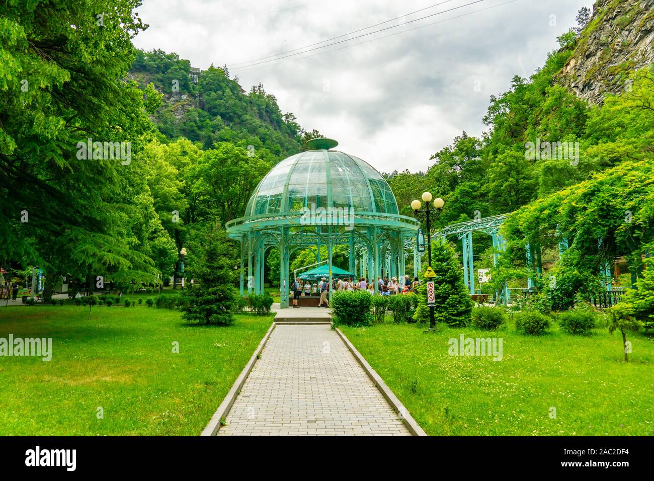 BORJOMI, GEORGIA - 10 JULY 2019: Famous Borjomi mineral water gallery ...