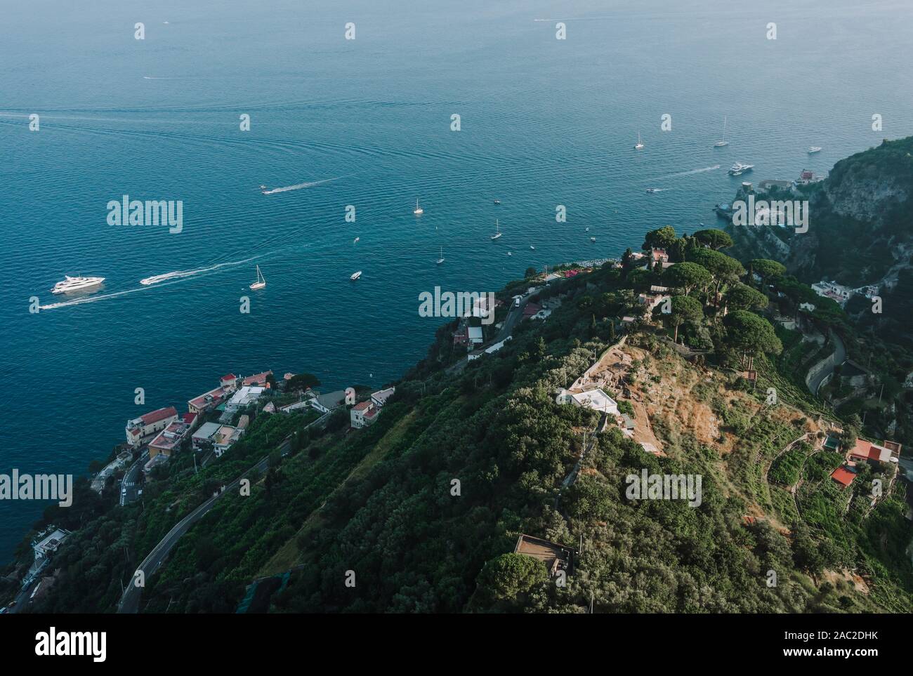 Sea and colline view from Terrace of Infinity in Villa Cimbrone ...