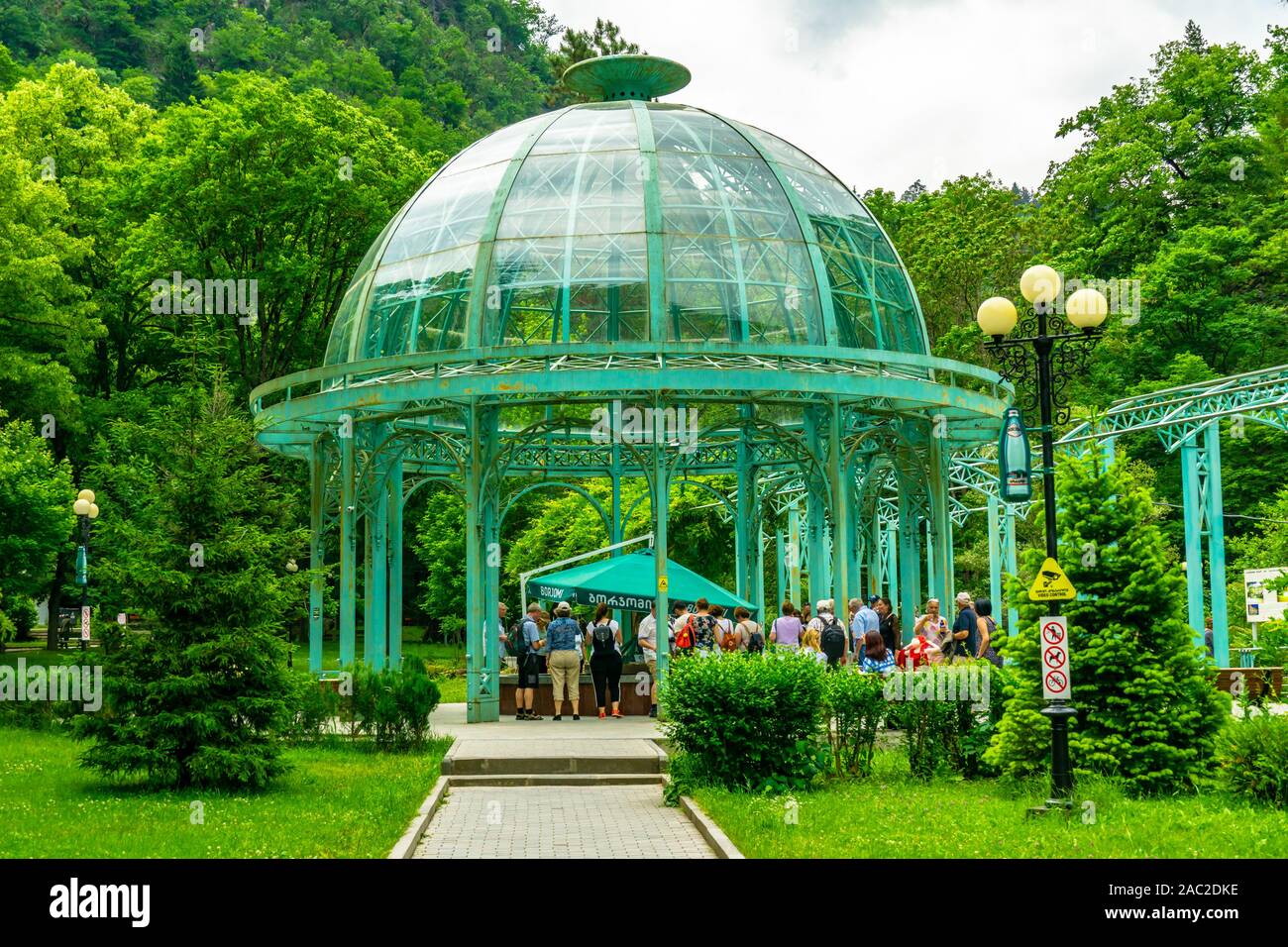 BORJOMI, GEORGIA - 10 JULY 2019: Famous Borjomi mineral water gallery ...