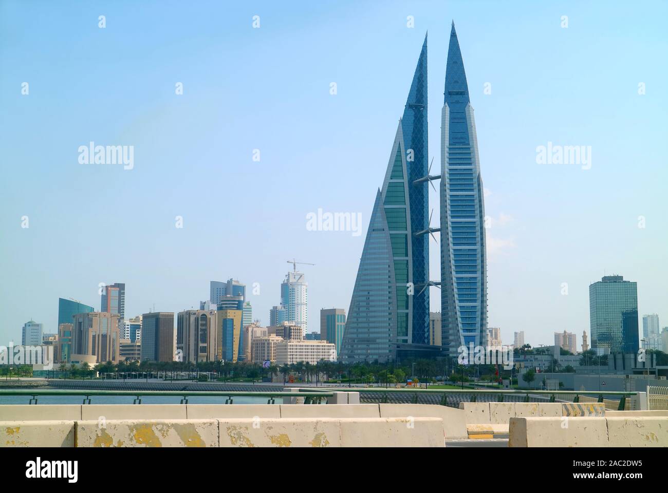 Cityscape of Manama with Incredible Bahrain World Trade Center or BWTC ...